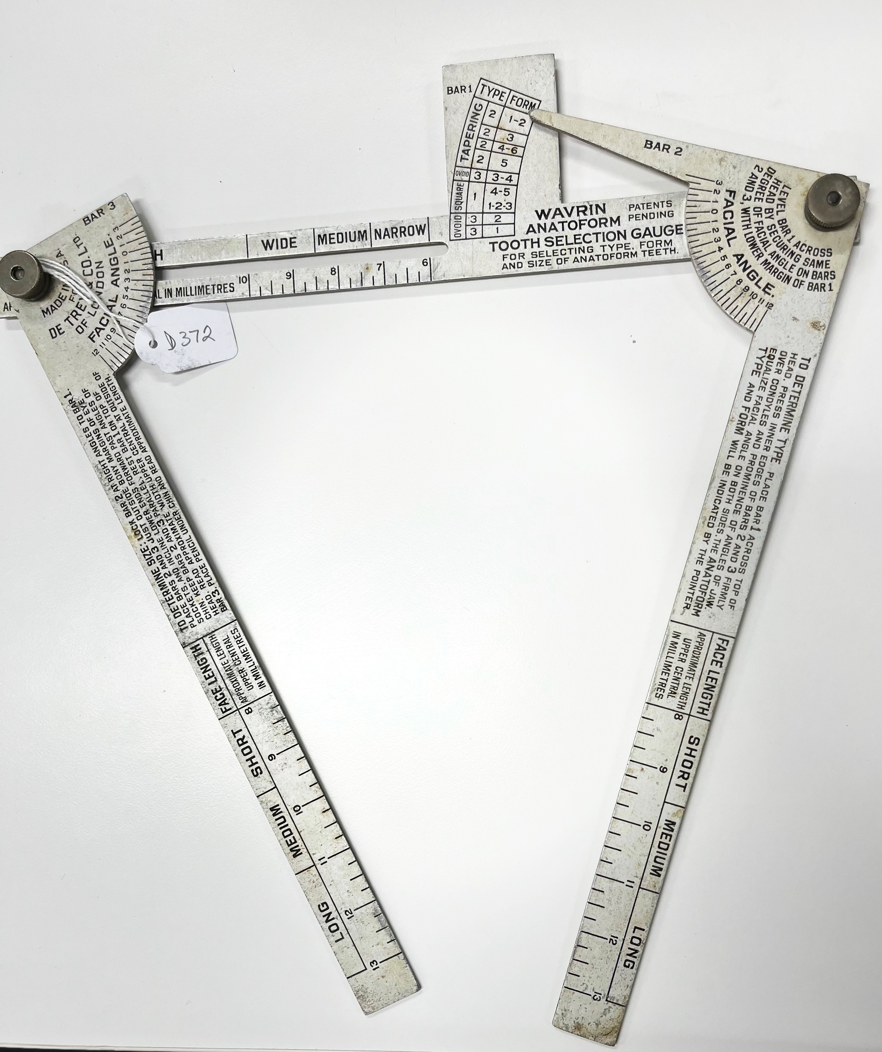 Why the long face? Wavrin Tooth Selection Gauge
